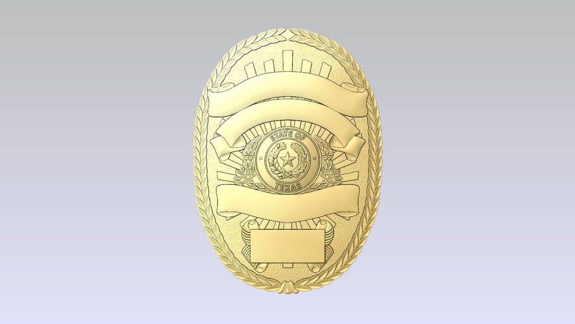 3d File CNC Model - Police - Oval Badge With Texas State Seal- Digital ...