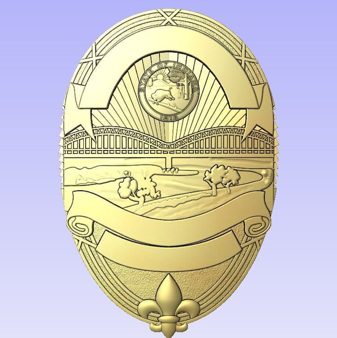 3d File CNC Model - Police - New Albany Indiana Badge - Digital File ...