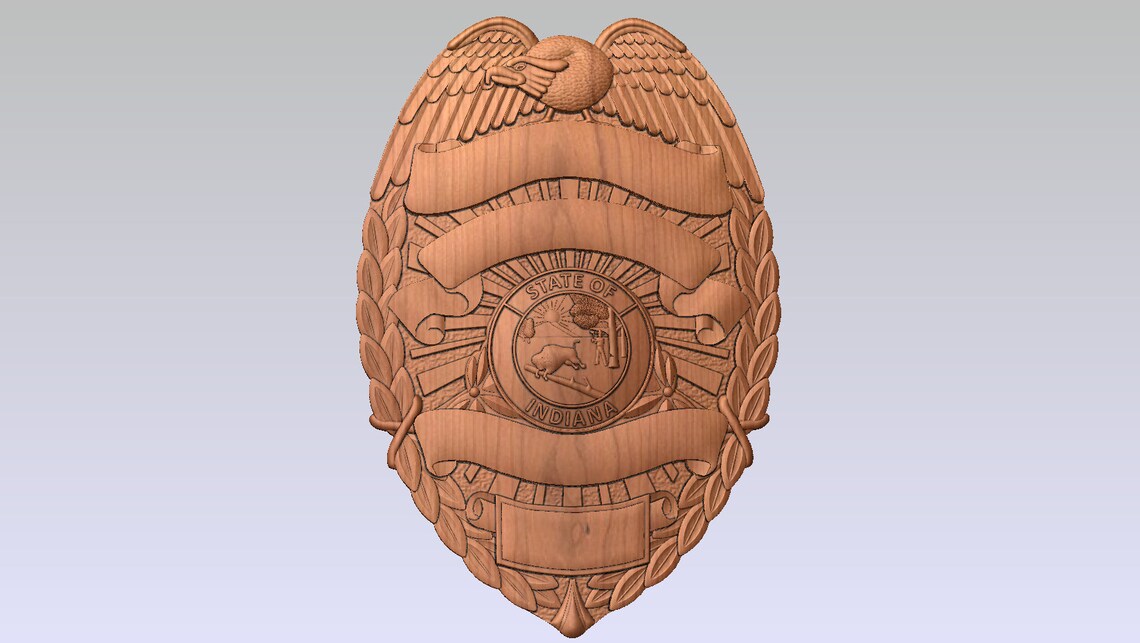 3d File CNC Model Police Badgetype1b With Indiana Seal - Etsy