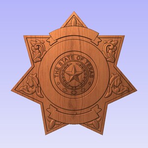 Texas 7 Point Star Badge- 3d File CNC Model - Digital File Download ...