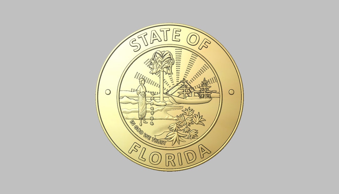 Florida Badge Center Logo Version 2 - - STL Format - 3d CNC- Digital ...