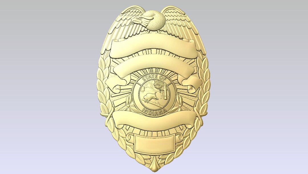 3d File CNC Model - Police - Badgetype1b With Indiana Seal - Digital ...