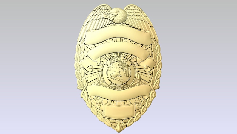 3d File CNC Model Police Badgetype1b With Indiana Seal - Etsy