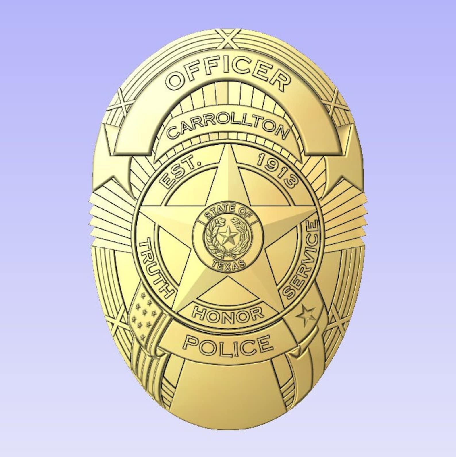 3d File CNC Model Carrollton Texas Badge Version 2 Digital - Etsy