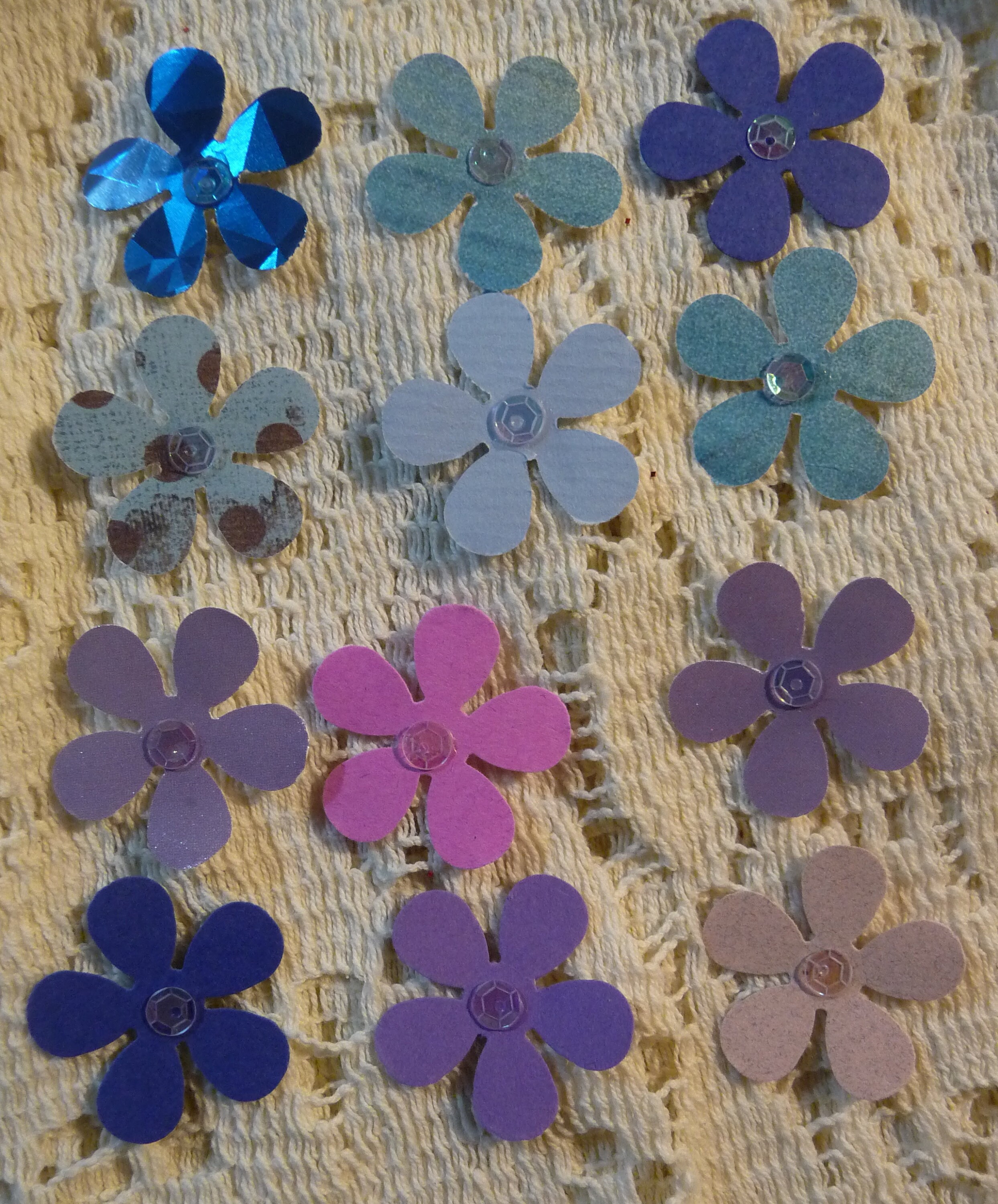 Recycled Paper Flower Cutouts with Sequins for Paper Craft | Etsy