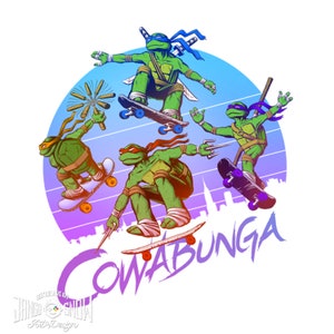 Cowabunga Retro Skateboarding Tee - Mens Womens T-shirt - Etsy