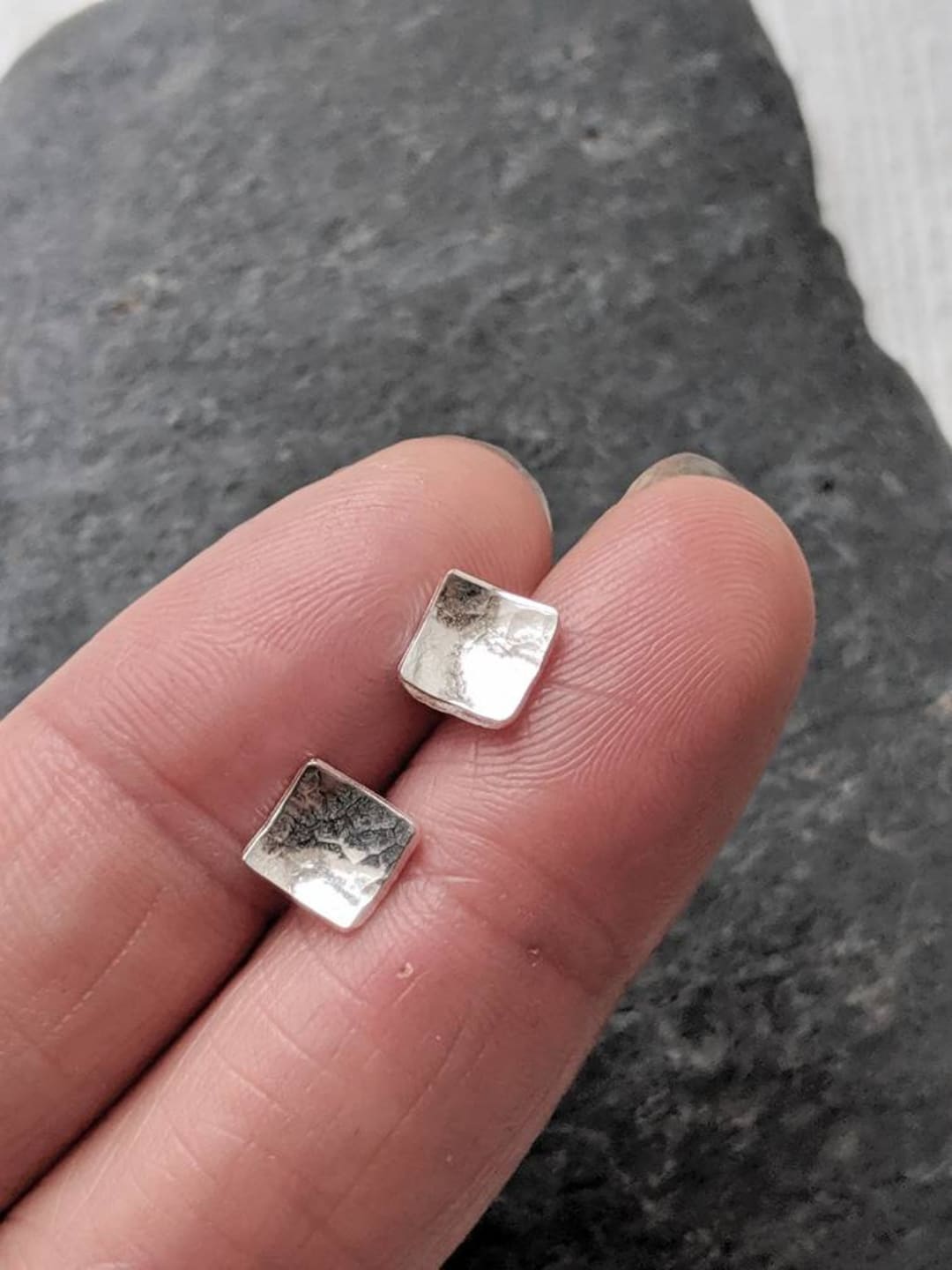Silver SQUARE STUDS Earrings - Sterling Silver Stud Earrings ...