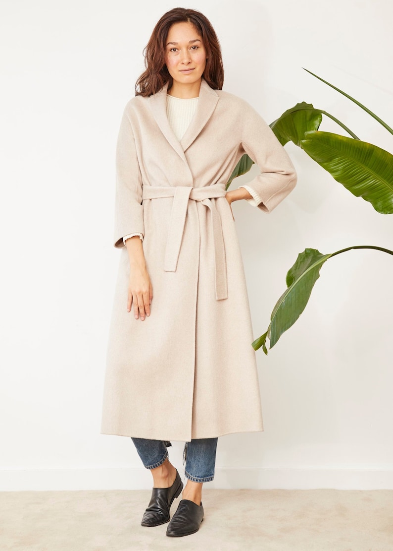 Cashmere Long Belted Coat | Cream Coat | Navy Blue Coat | Cashmere Coat ...