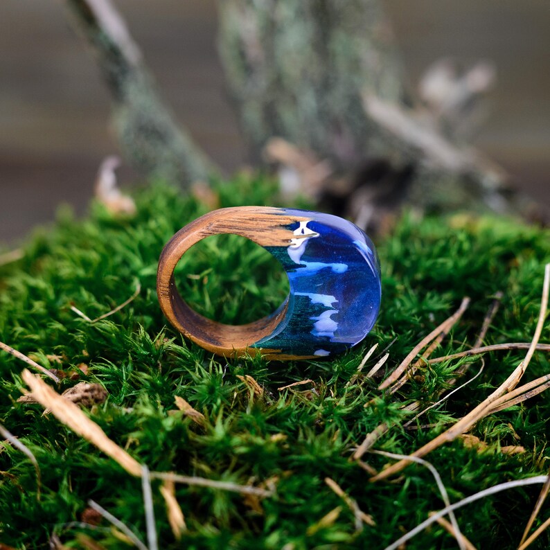 Wooden Resin Ring Wood and Resin Ring Landscape Ring Secret - Etsy
