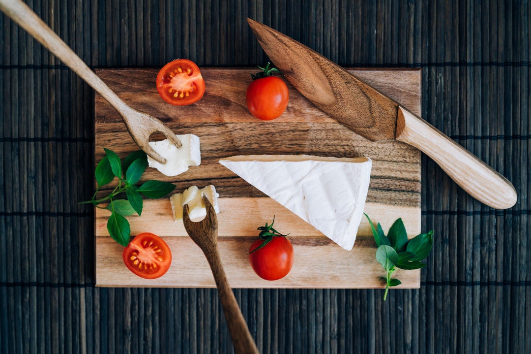 Cheese Kitchen Set Wooden Knife Forks and Board for Cutting and Serving ...
