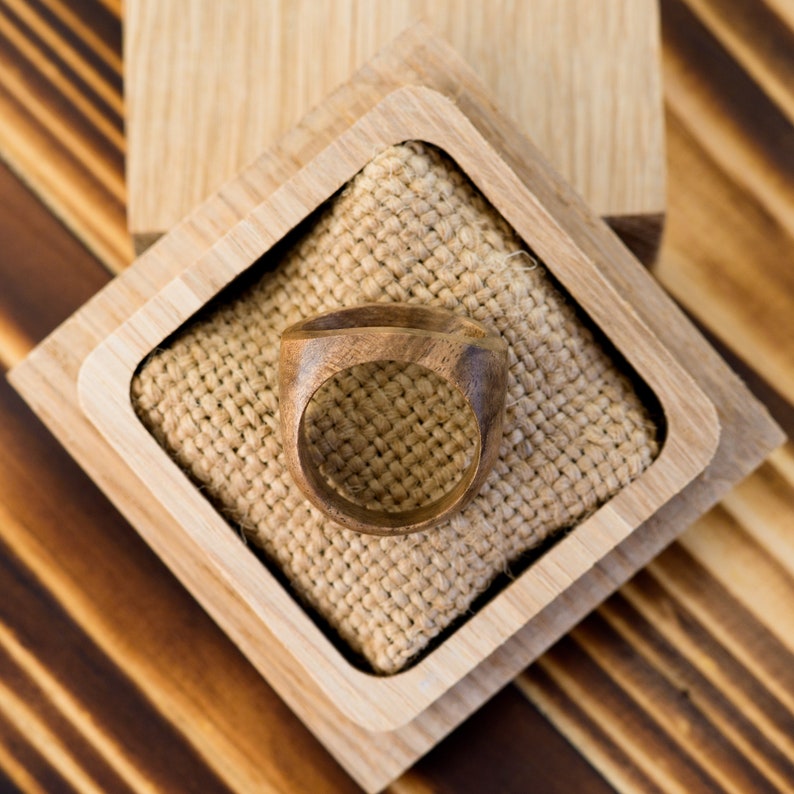 Unisex Wooden Ring Walnut Wood Ring Couple Wooden Rings 5th | Etsy