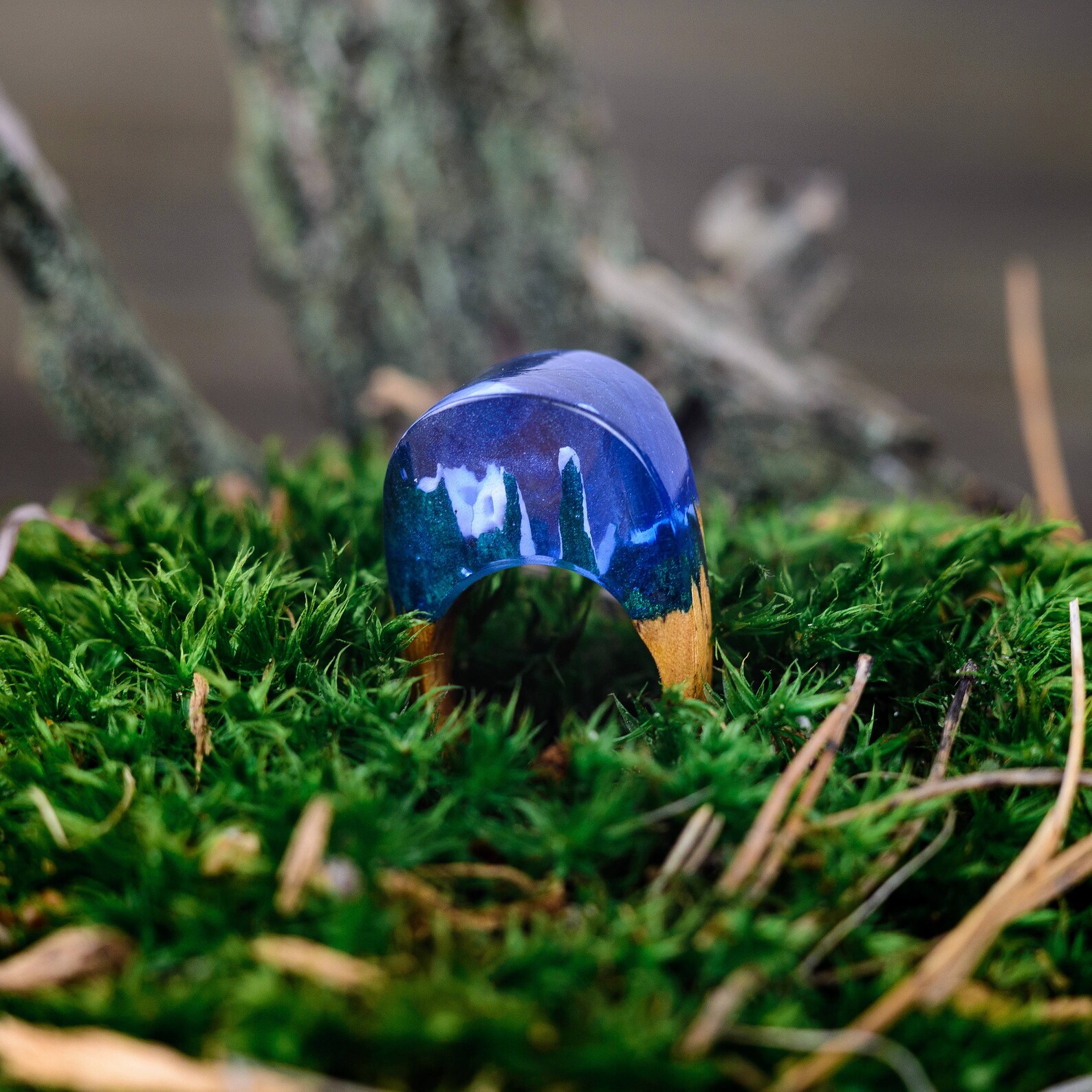Wooden Resin Ring Wood and Resin Ring Landscape Ring Secret - Etsy
