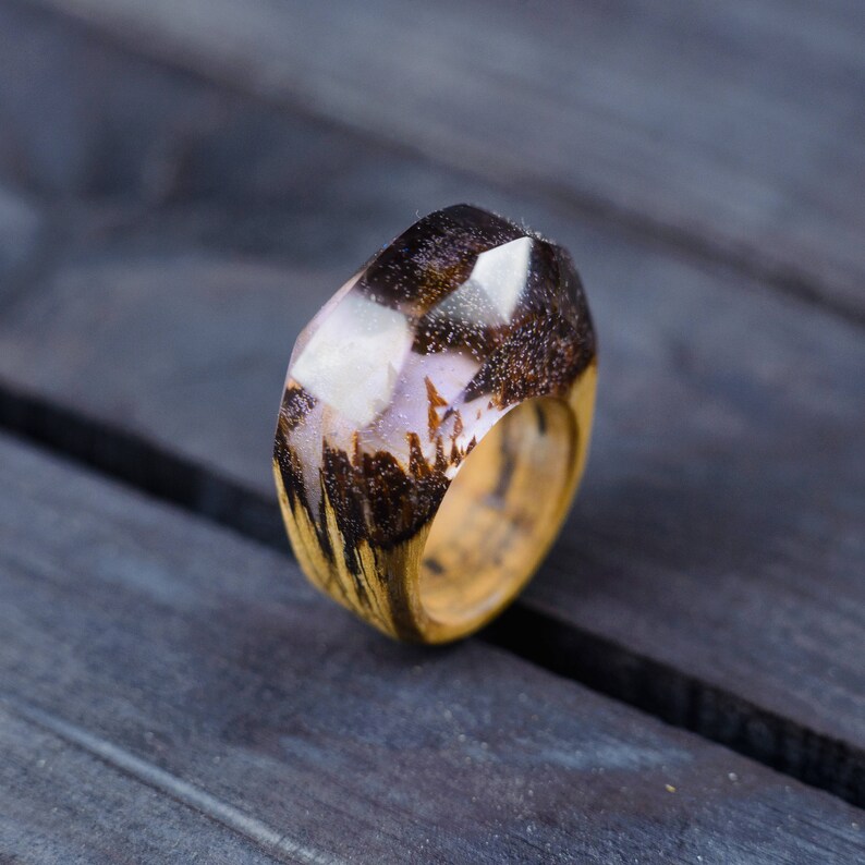 Mountains Wooden Resin Ring Resin Wood Ring for Women Nature - Etsy