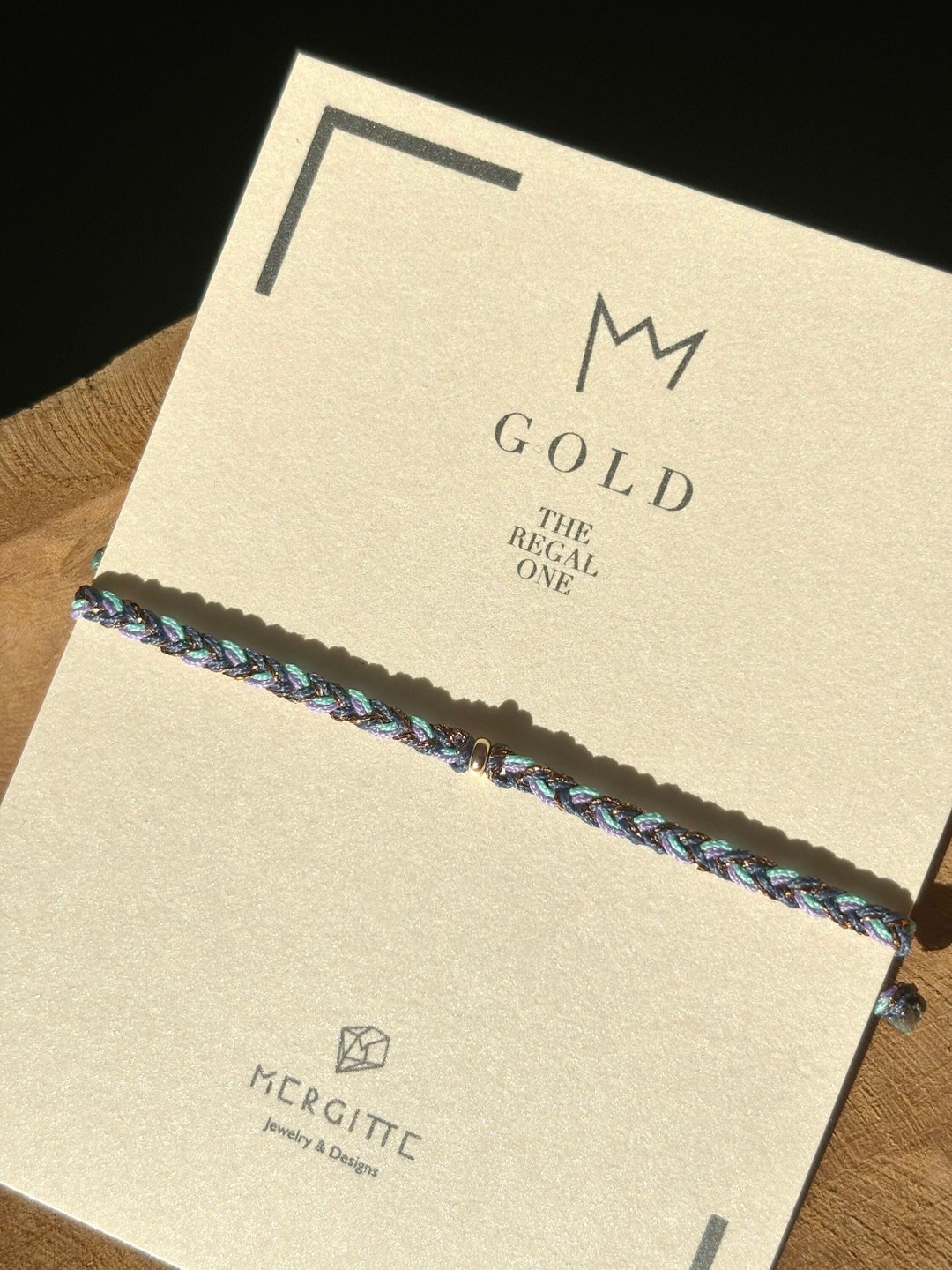 14k Gold String Bracelet, 14k Solid Gold Bead Bracelet, Braided ...