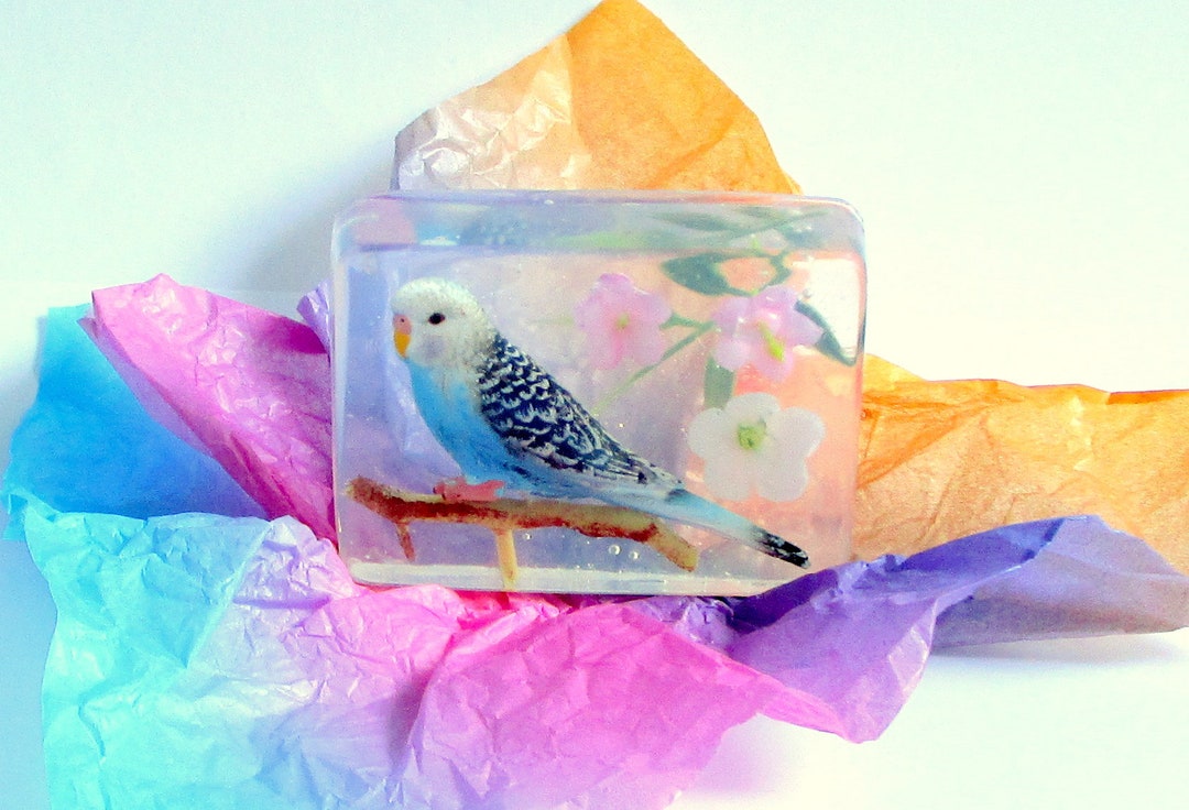 Jabón de diseño "dulce periquito azul" con opción de servicio de regalo ...
