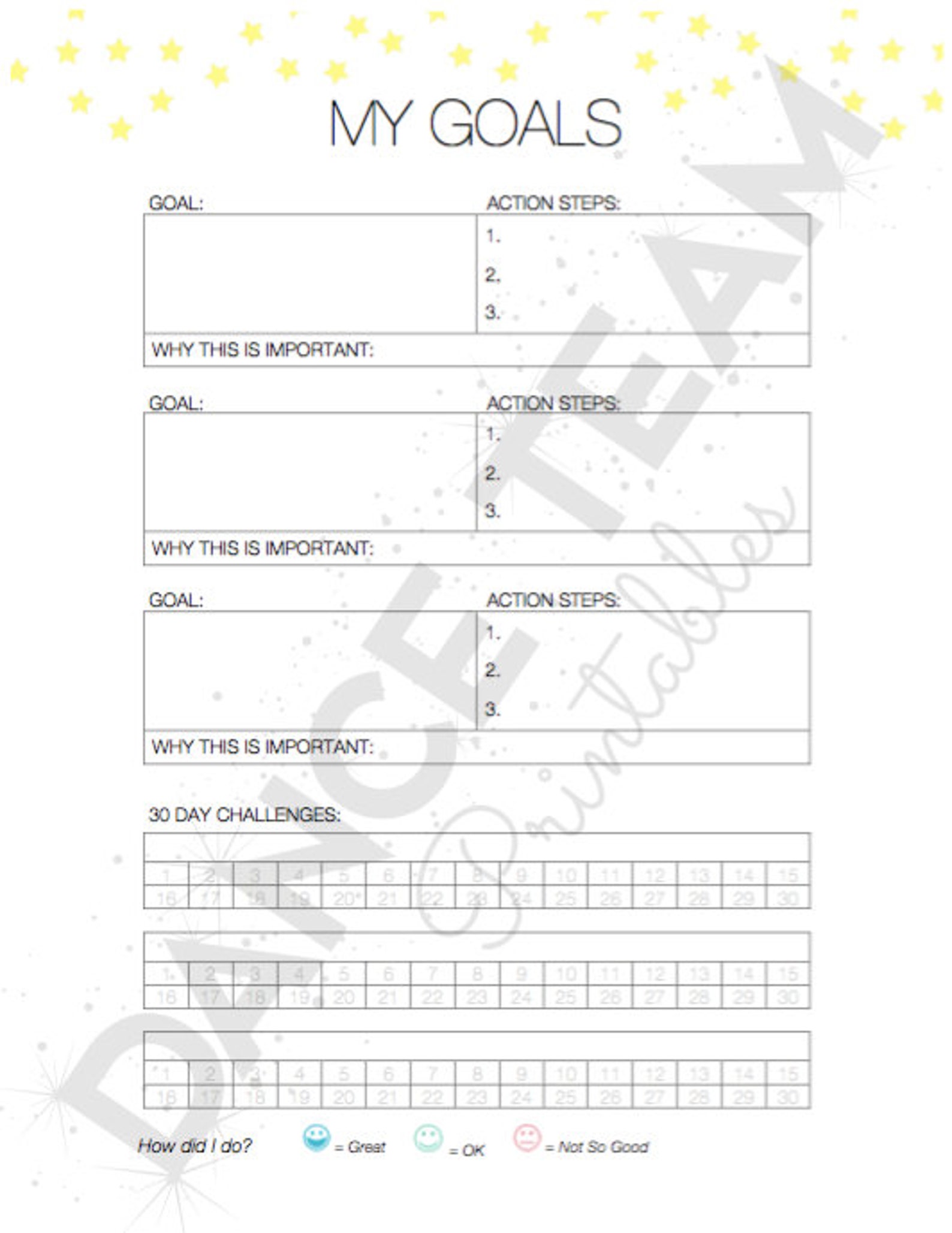 Goal Tracking Worksheet - "my Goals" - Printable, Goal Setting ...