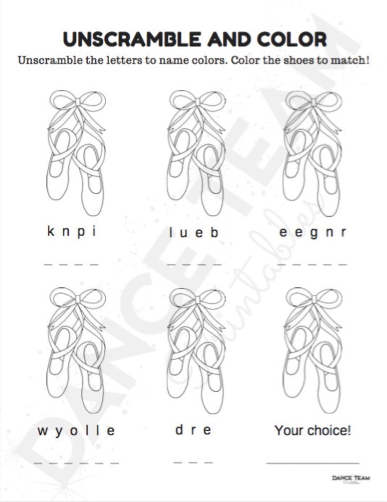 Mini Activity Book - Printable Dance Activities, Dance Camp Activities ...