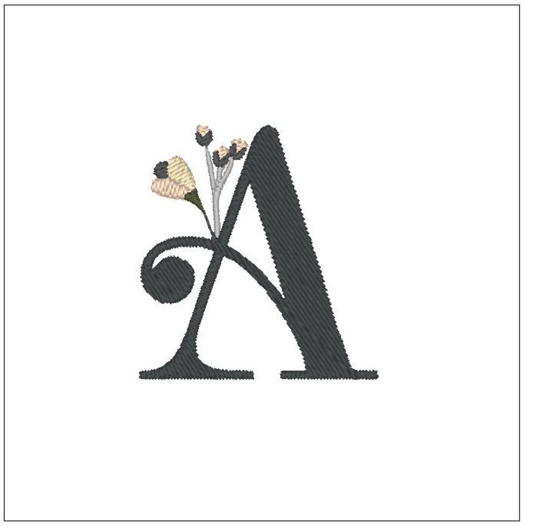 Flower Stencil * BX * and DST Font 2 Inch Monogram Embroidery Pattern ...