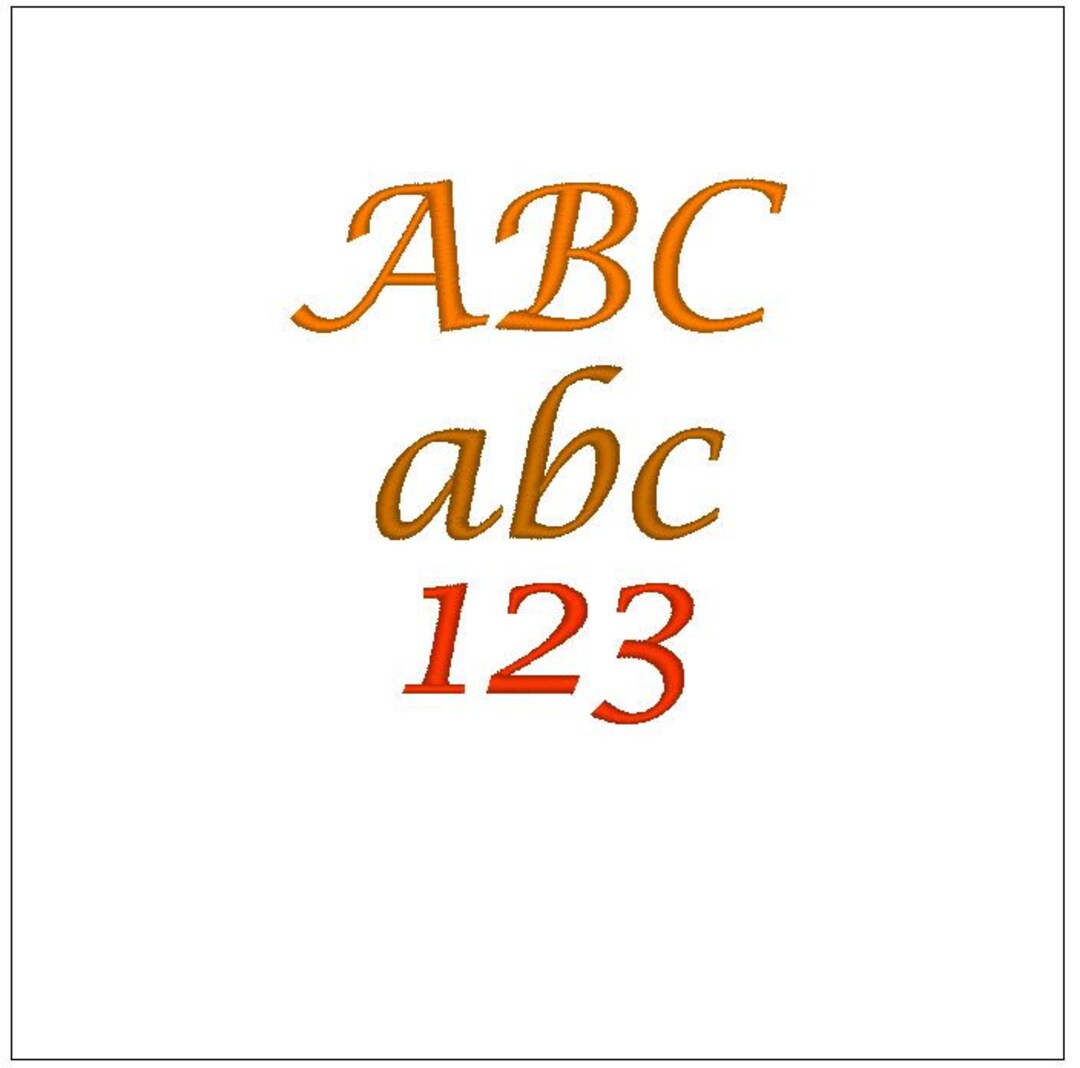 Lucida Calligraphy Font **1/2 Inch** Embroidery Pattern Download for ...