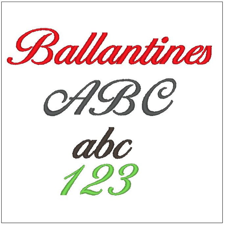 Ballantines Script Font 1 Inch Embroidery Design Monogram Pattern ...