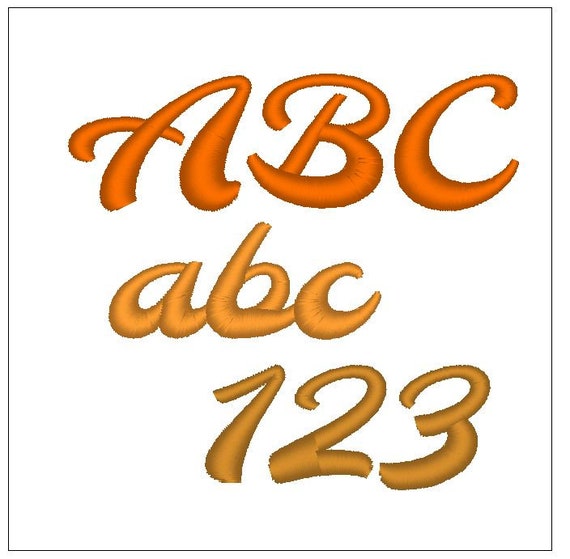 Groovy Cursive Type Font 1 Inch Embroidery Pattern Download | Etsy