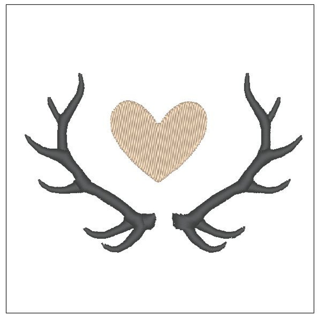 Deer Antlers Heart Embroidery Pattern 4 Inch Download for Machine ...