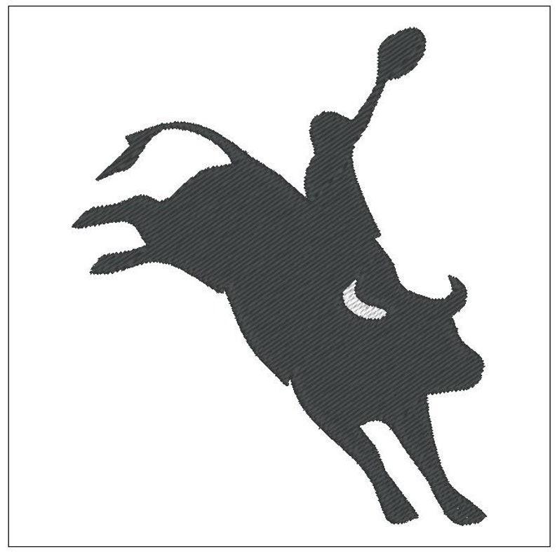 Cowboy Bull Riding Silhouette Rodeo Embroidery Pattern 3 Inch Download ...