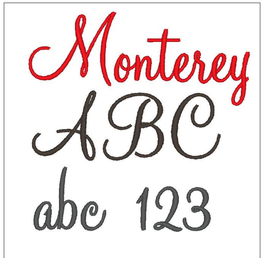 Monterey Font 1 and 2 Inch PES Brother and BX Embrilliance Embroidery ...