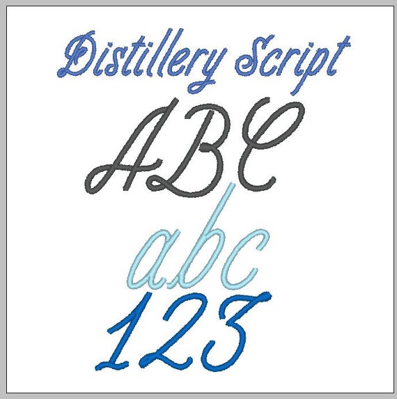 Distillery Script Font 1 Inch Embroidery Pattern Download for | Etsy