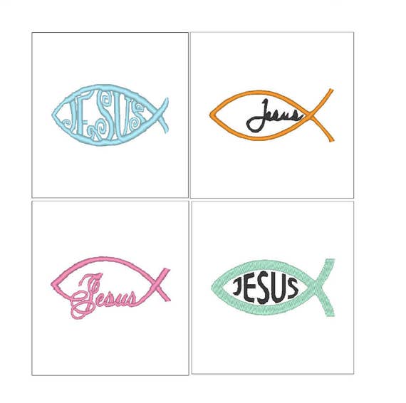 Christian Fish Faith in Jesus Applique Embroidery Pattern 4 - Etsy