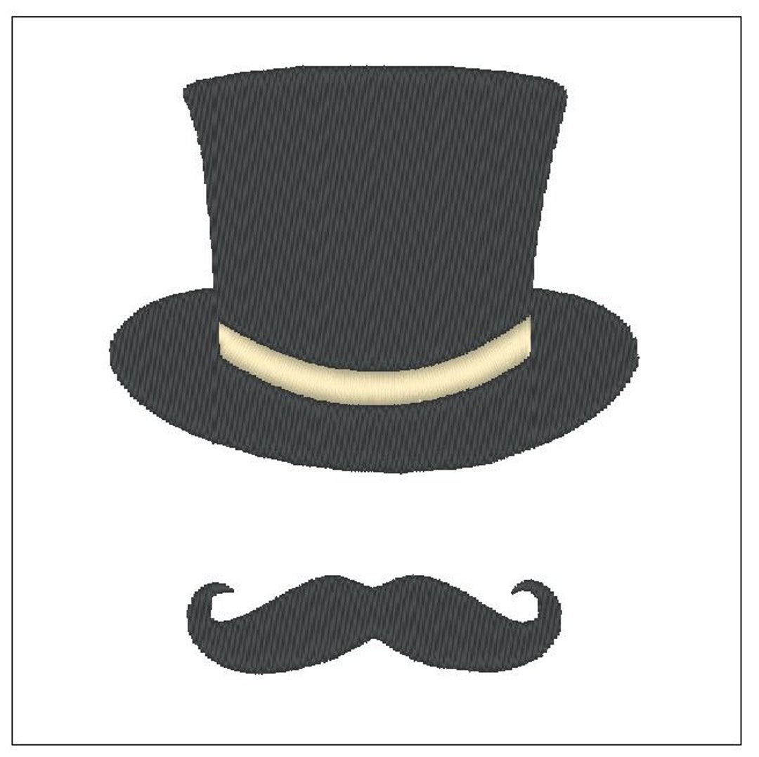 Top Hat Mustache Embroidery Pattern Download for Machine Embroidery 4X4 ...