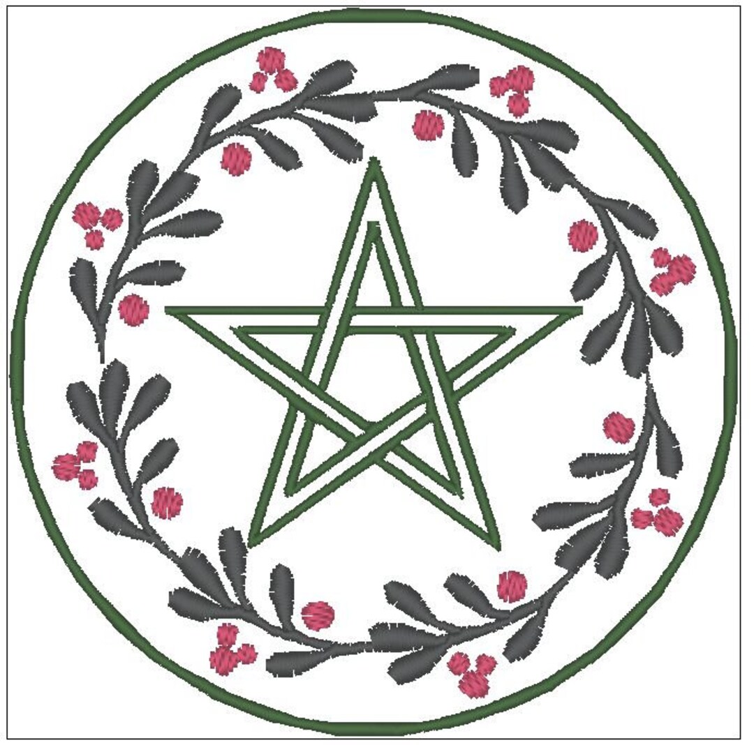 Yule Wreath and Star Pattern Six Embroidery Patterns in 4 Inch Download ...