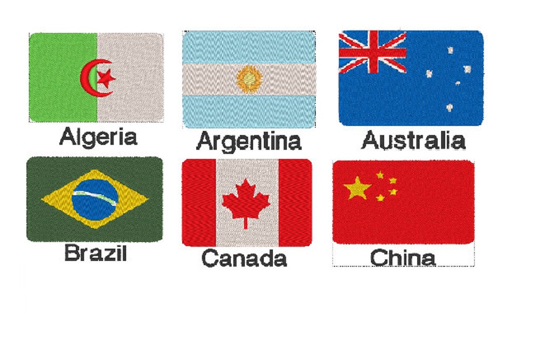 6 World Flag Patch Embroidery Pattern Download for Machine Embroidery ...