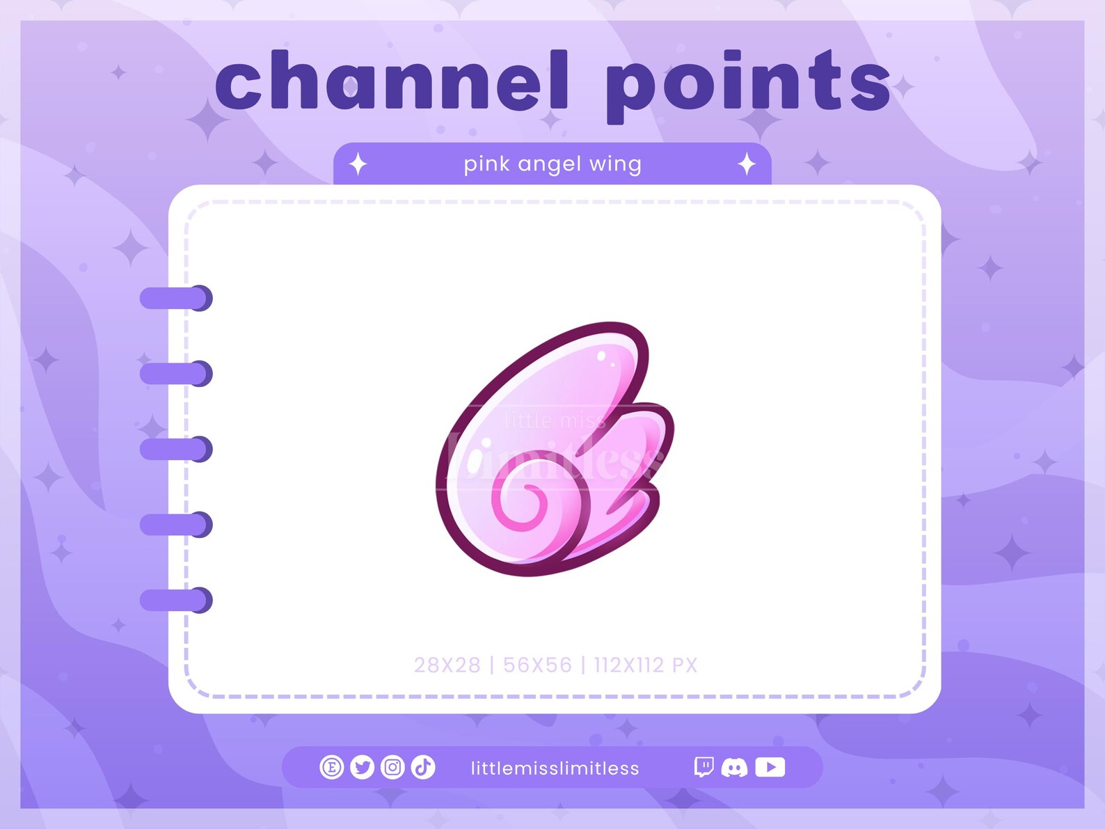 Pink Angel Wing Channel Point for Twitch | Channel Point Icon, Emotes ...