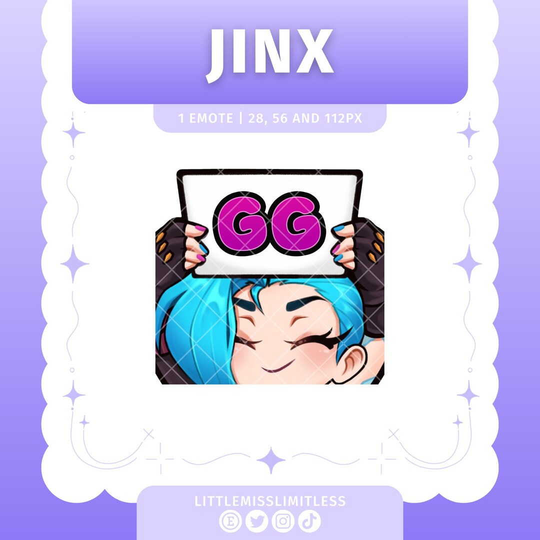 Jinx GG Arcane, League of Legends Emote Custom Twitch/discord/youtube ...