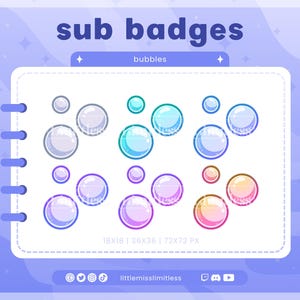 Bubble Sub Badges | Twitch, Youtube, Kick, Discord | Bit Badges, Subscriber Roles Bubbles ...