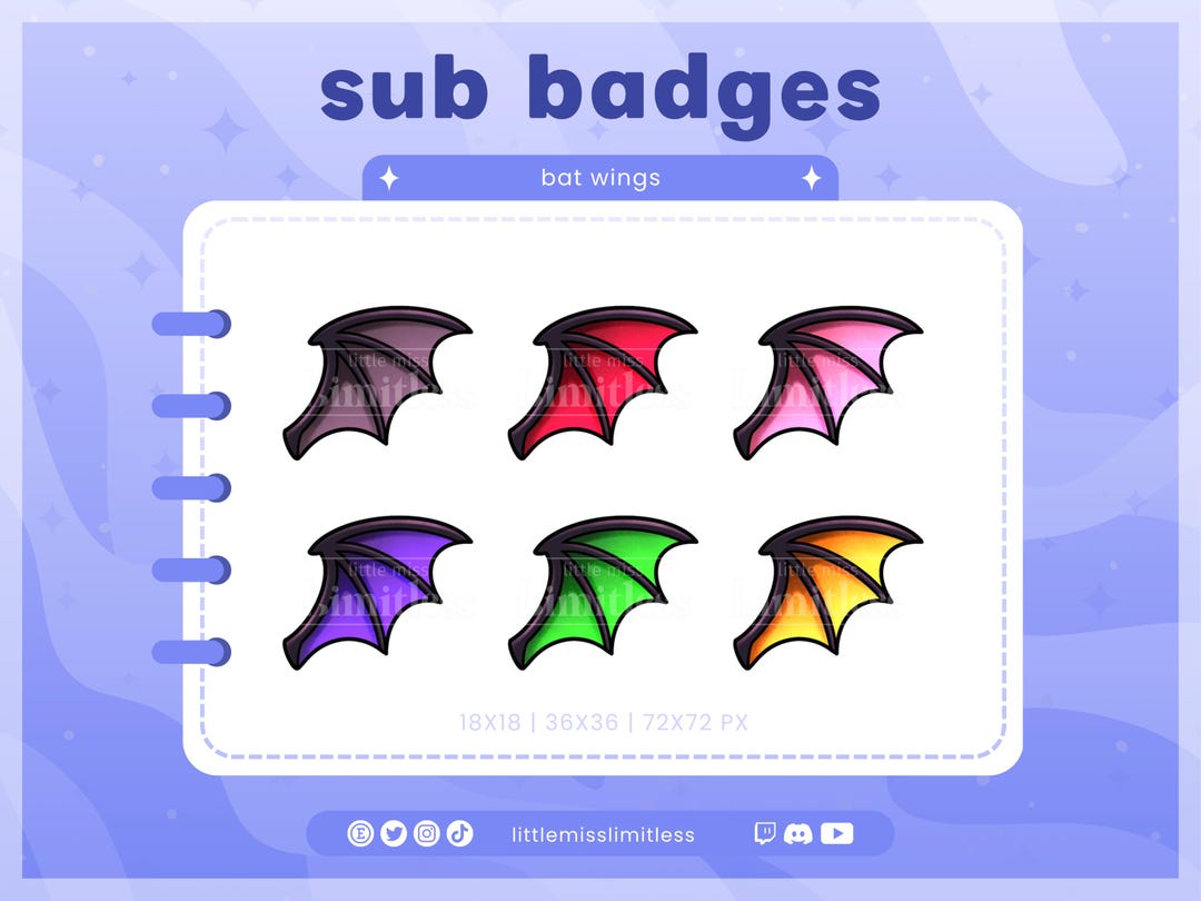 Bat Wing Sub Badges | Twitch, Youtube, Kick, Discord | Bit Badges ...