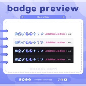Blue Starry Moon Sub Badges | Twitch, Youtube, Kick, Discord | Bit ...