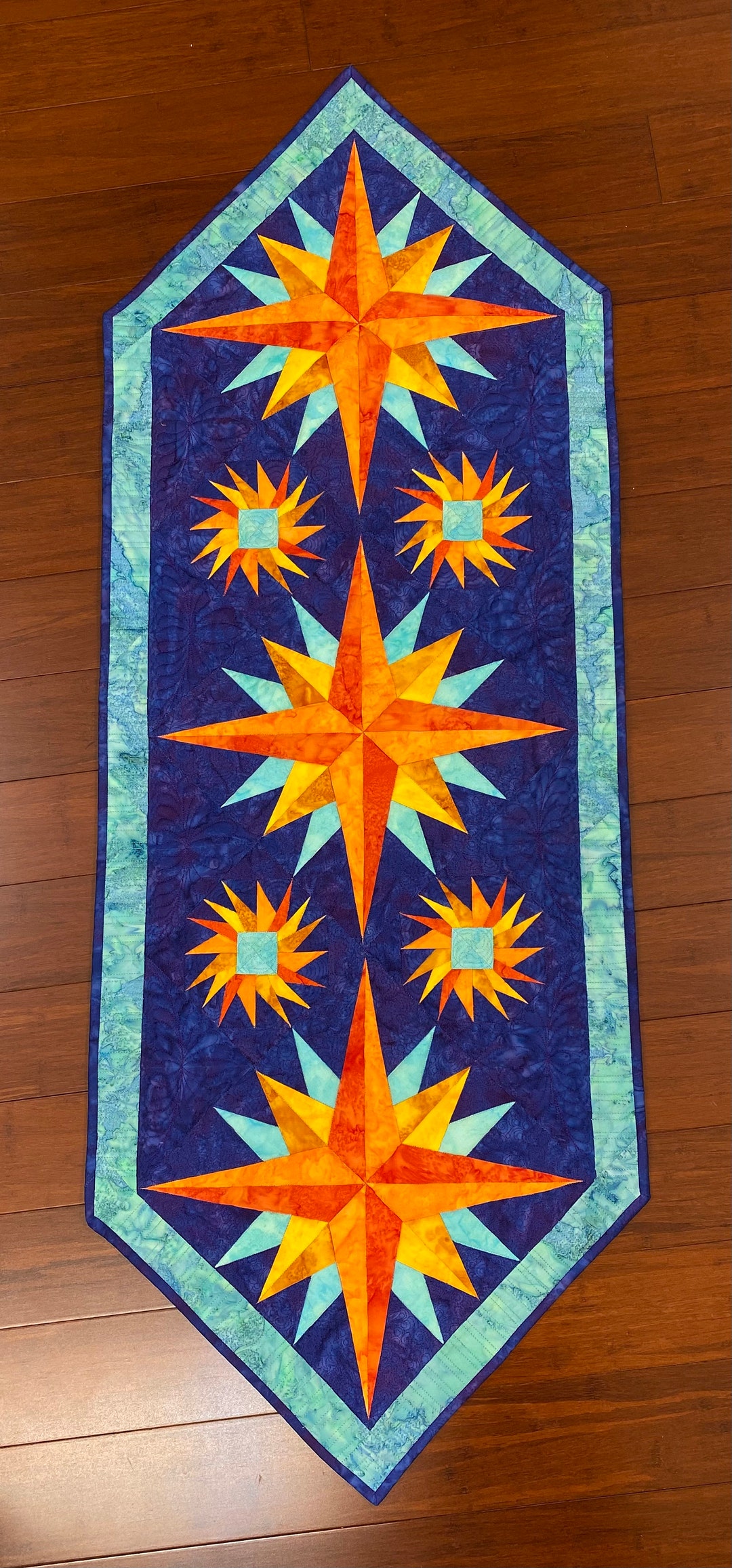 Quilted Table Runner With Stars, Christmas, Holiday, Thanksgiving Decor ...