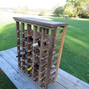 Free Standing Rustic Wooden Wine Rack Made of Historicreclaimed Barn ...