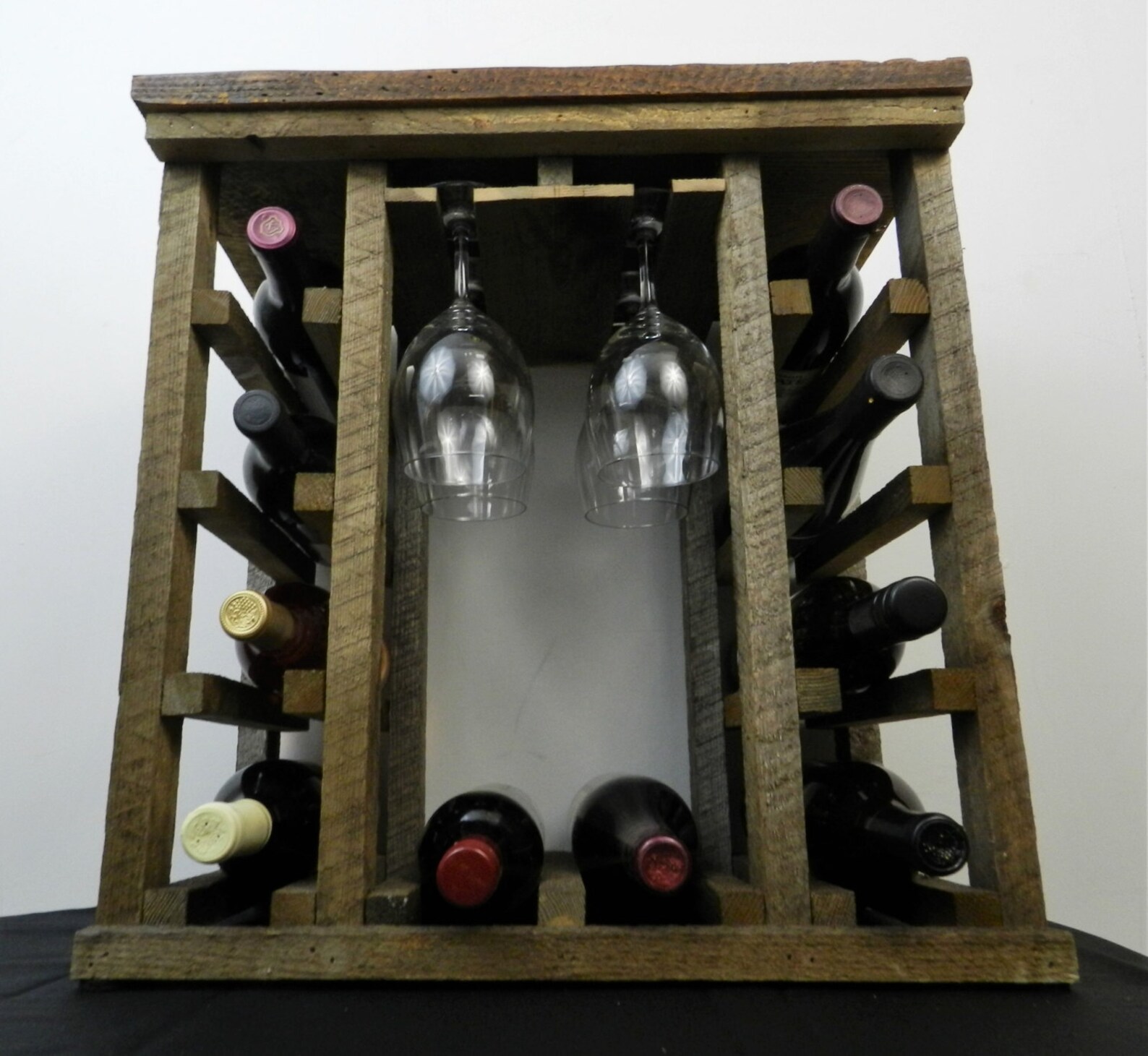 10 Bottle Rustic Wooden Wine Rack Tabletop Barnwood Wine | Etsy