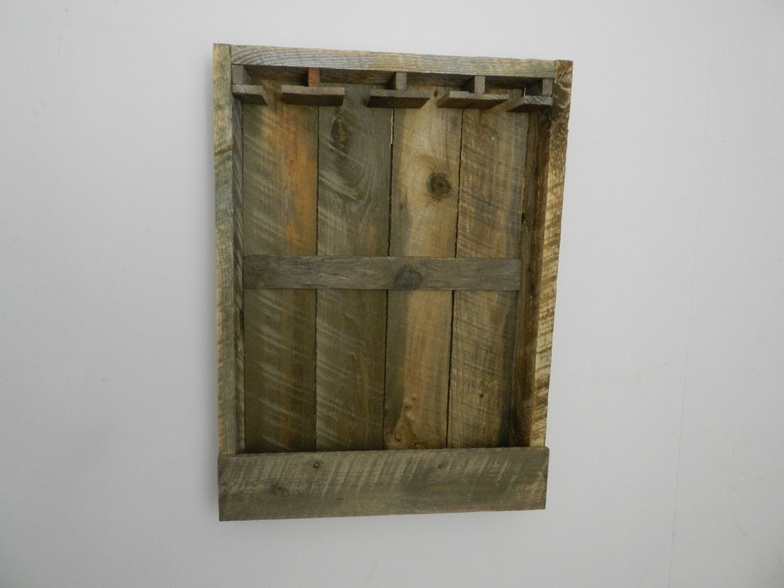 Rustic Wine Rack Wall Mounted Reclaimed Wood With Wine Glass - Etsy