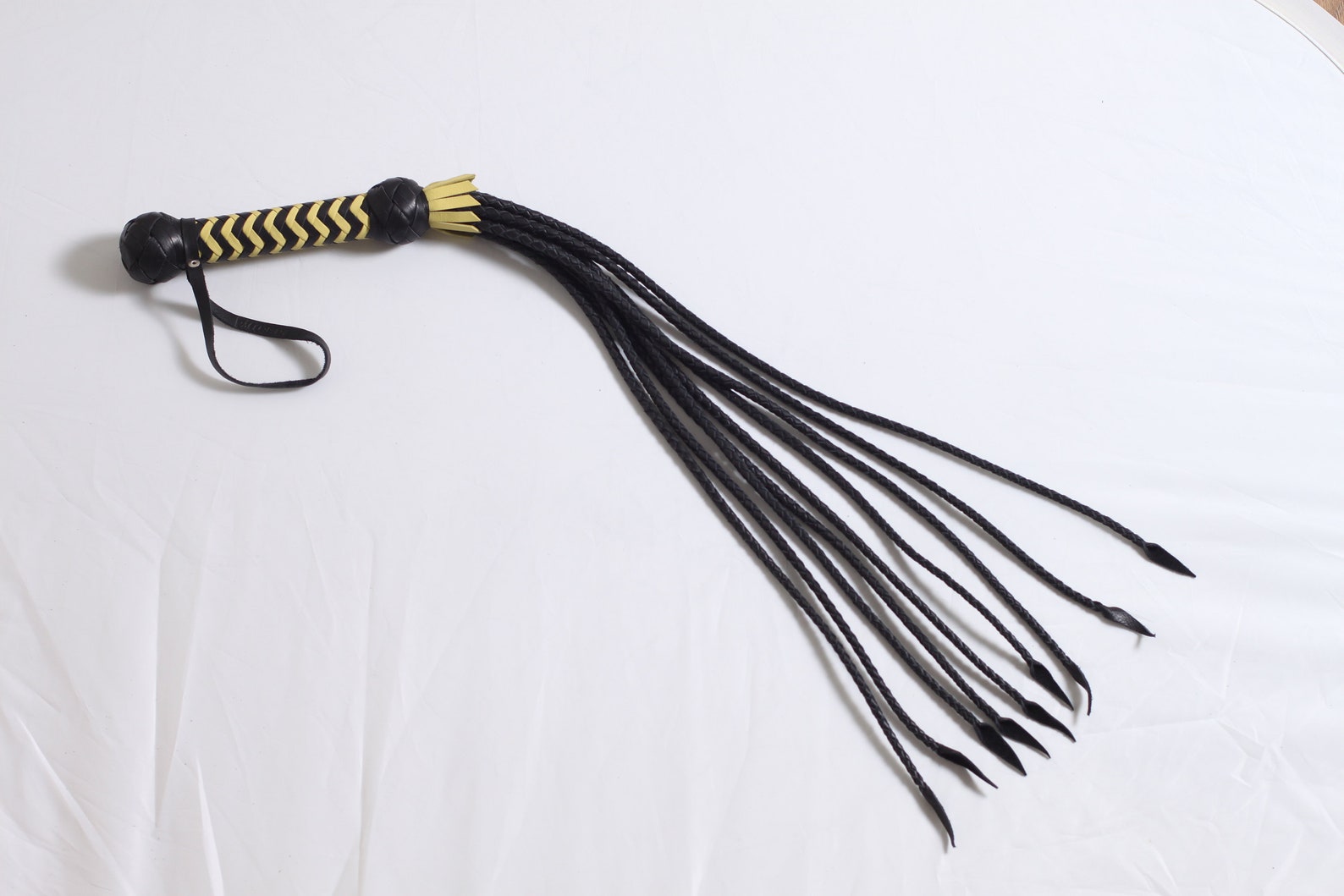 Cat O'Nine Tail Whip Premium Leather 9 tails | Etsy