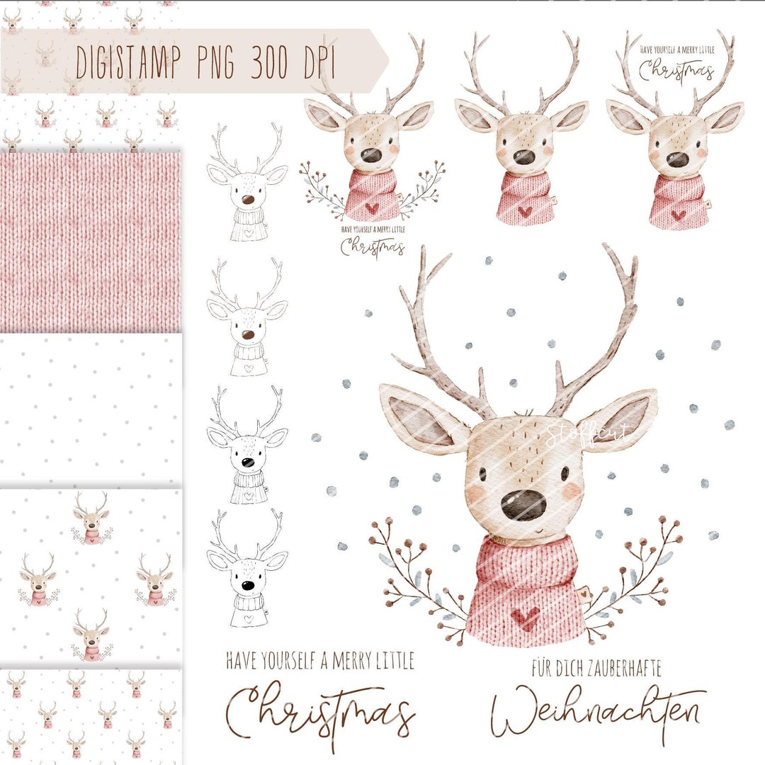 Digistamp/clipart Deer Horsti PNG 300 DPI - Etsy UK