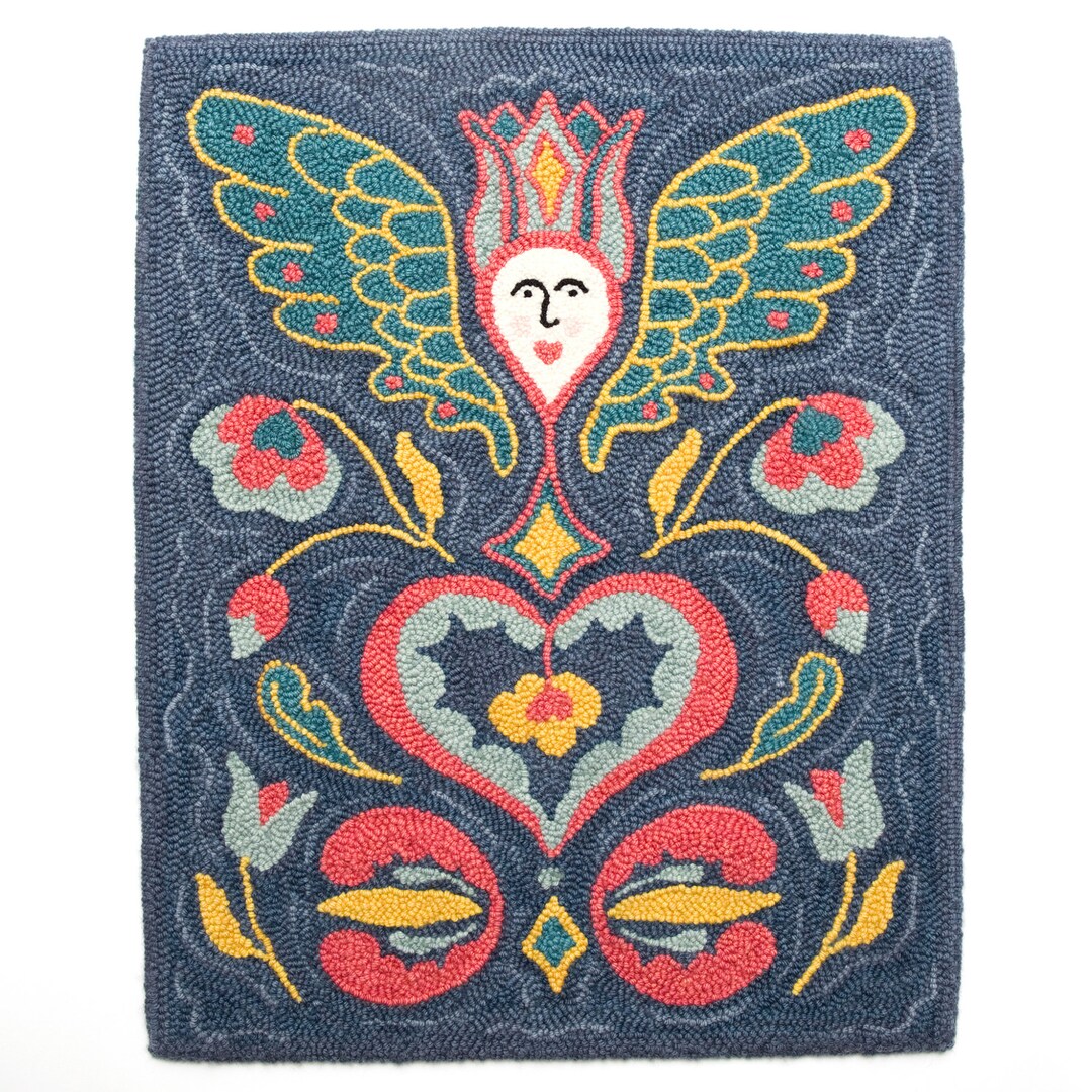 Folk Angel Rug Hooking Pattern, Folk Art Punch Needle Pattern, 24" X 36 ...