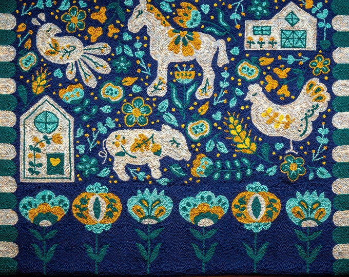 Rug Hooking Pattern, Uncle Ernest's Farm, Punch Needle Patterns, 44" X ...