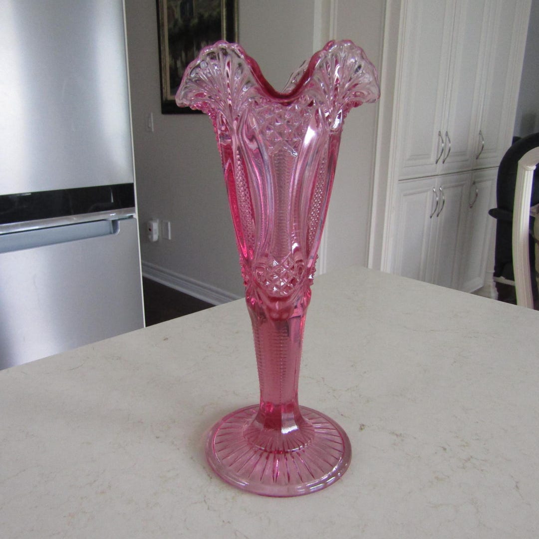 Vintage Flute Glass Vase - Etsy