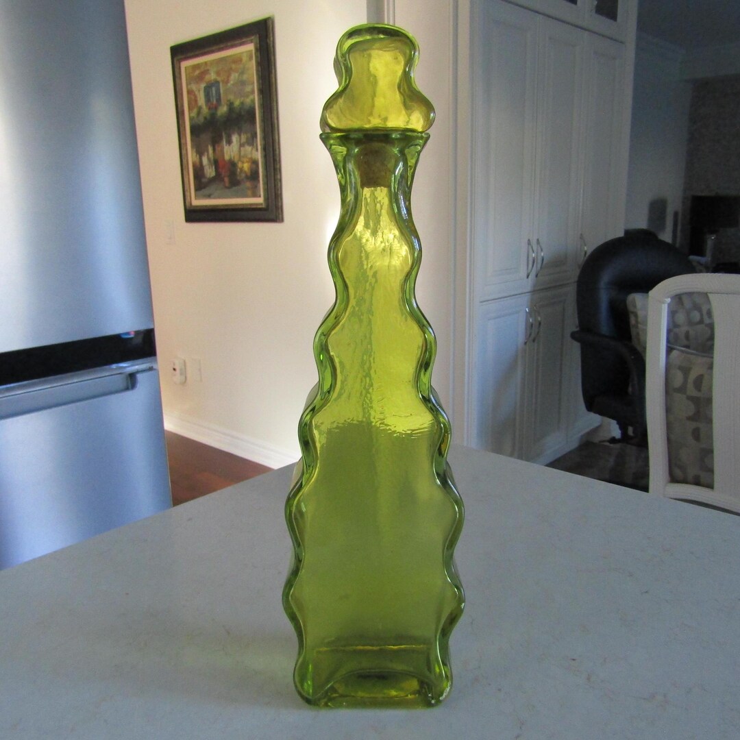 Vintage Tall Decorative Glass Decanter - Etsy