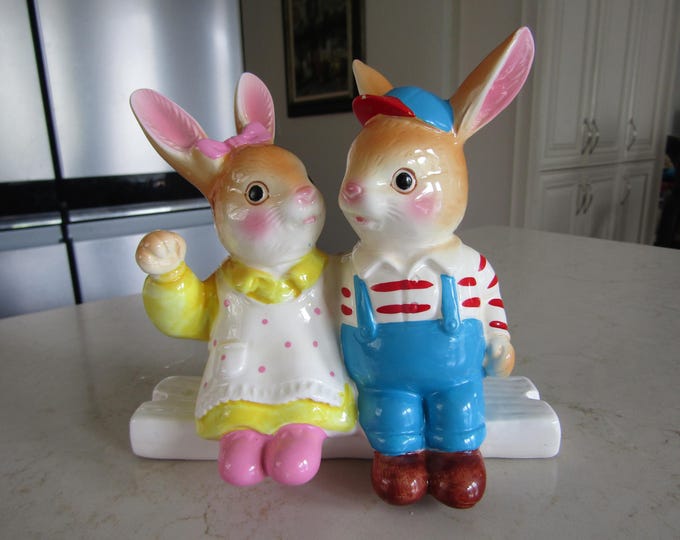 Vintage Mr. and Mrs. Bunny Rabbit Figurine - Etsy
