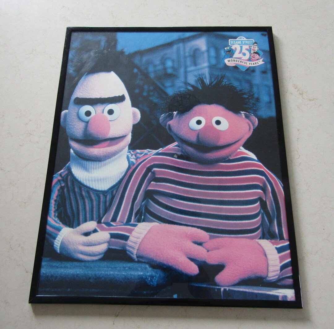 Vintage Framed Bert and Ernie Poster - Etsy